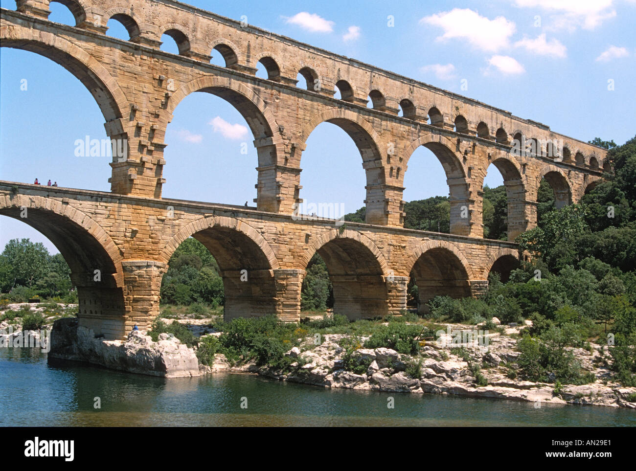 FRANCE Pont du Gard Roman aqueduct built in 19 BC bridge with three ...