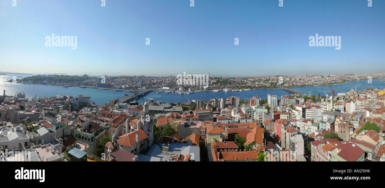 Panoramic view of Istanbul and parts of the Bosphorus, Istanbul. Turkey ...