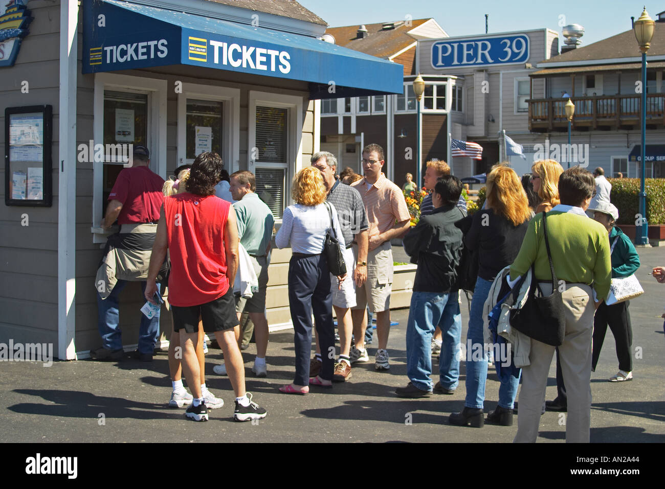 CALIFORNIA San Francisco People wait in line to buy tickets for boat ...