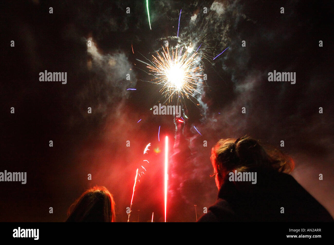 People watching a Firework Display Stock Photo - Alamy