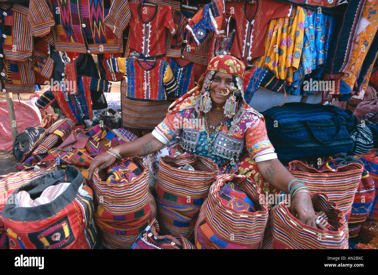 Anjuna Market / Gypsy Vendor Selling Local Crafts, Goa, India Stock ...