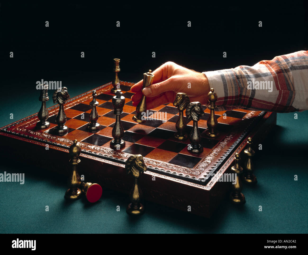 Chess board with a game in session Stock Photo - Alamy