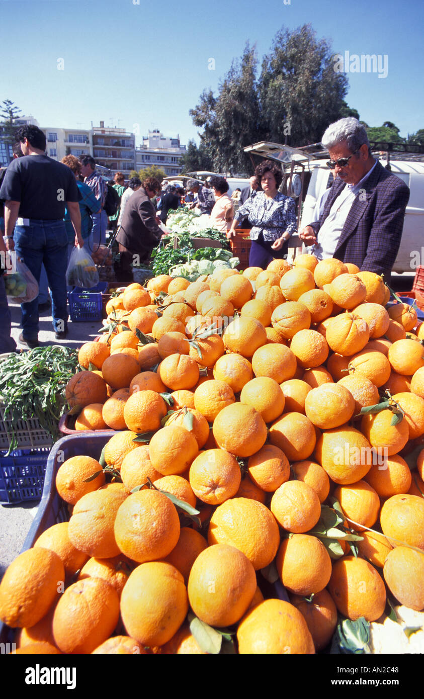Oranges for sale at market Rethymnon Crete Greek Islands Greece Stock ...
