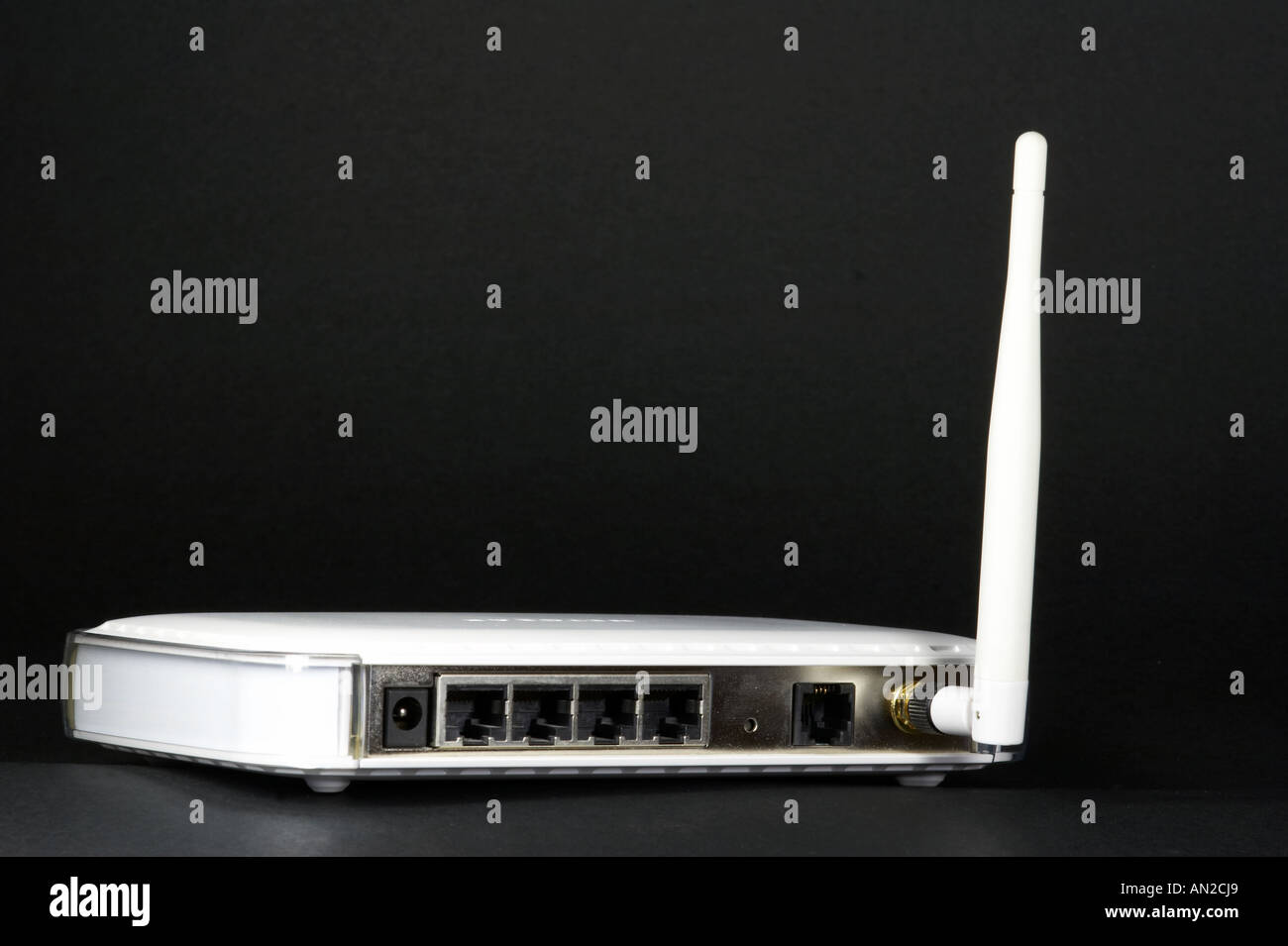WLAN router on black background Stock Photo - Alamy