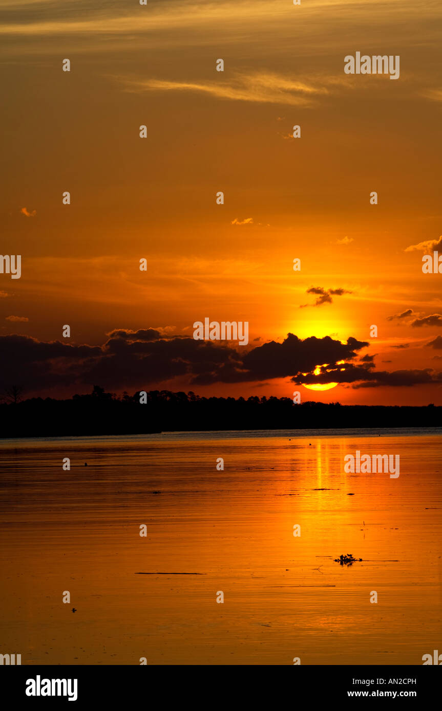 Colorful sunrise over the Darien River in coastal Georgia Portrait ...