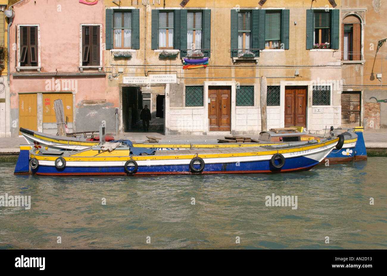 Canal boats in Venice Stock Photo - Alamy