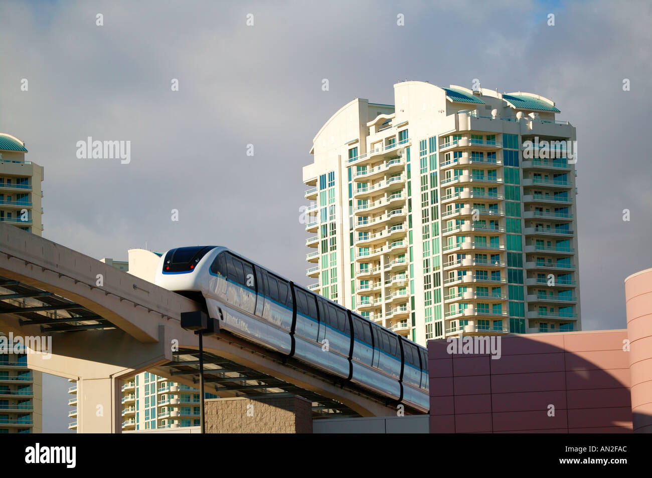 Monorail at Las Vegas Nevada viewed from the Convention Center Stock ...