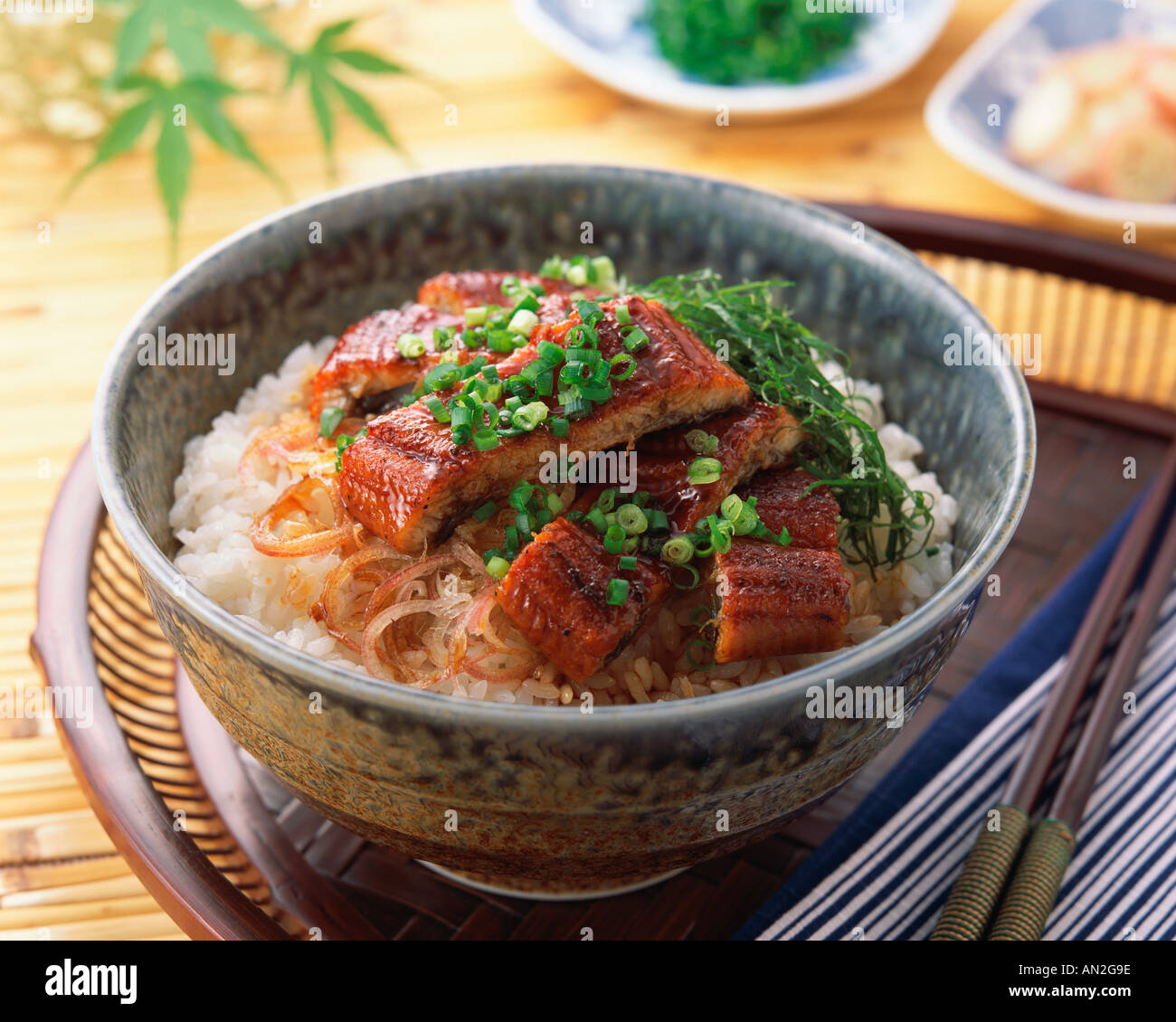 Steamed rice with eel Stock Photo - Alamy