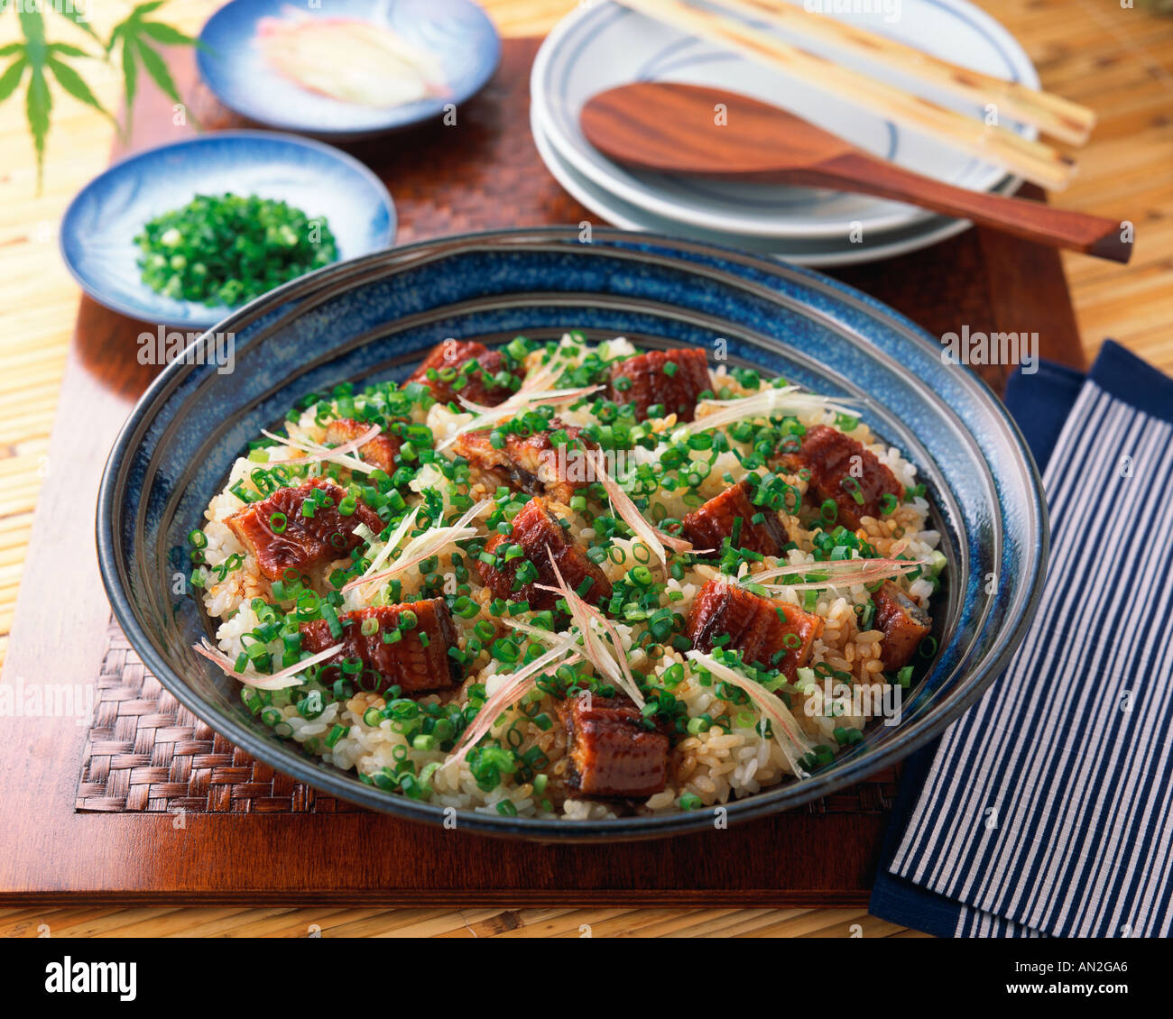 Steamed rice with eel Stock Photo - Alamy