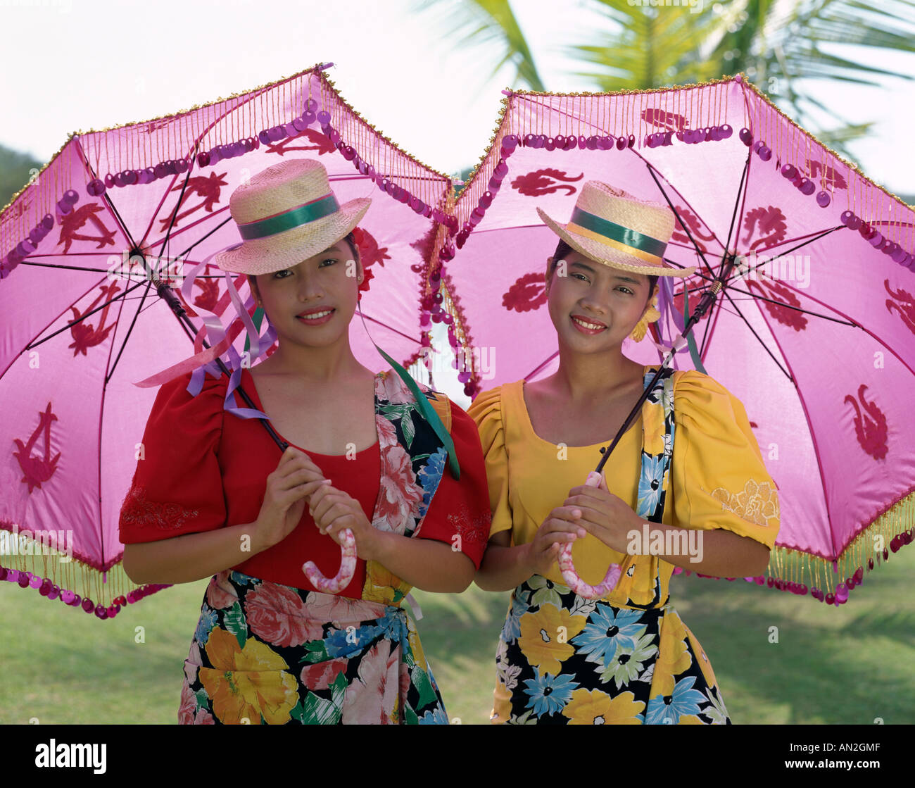 Women Dressed in Traditional Costume, Manilla, Philippines Stock Photo ...