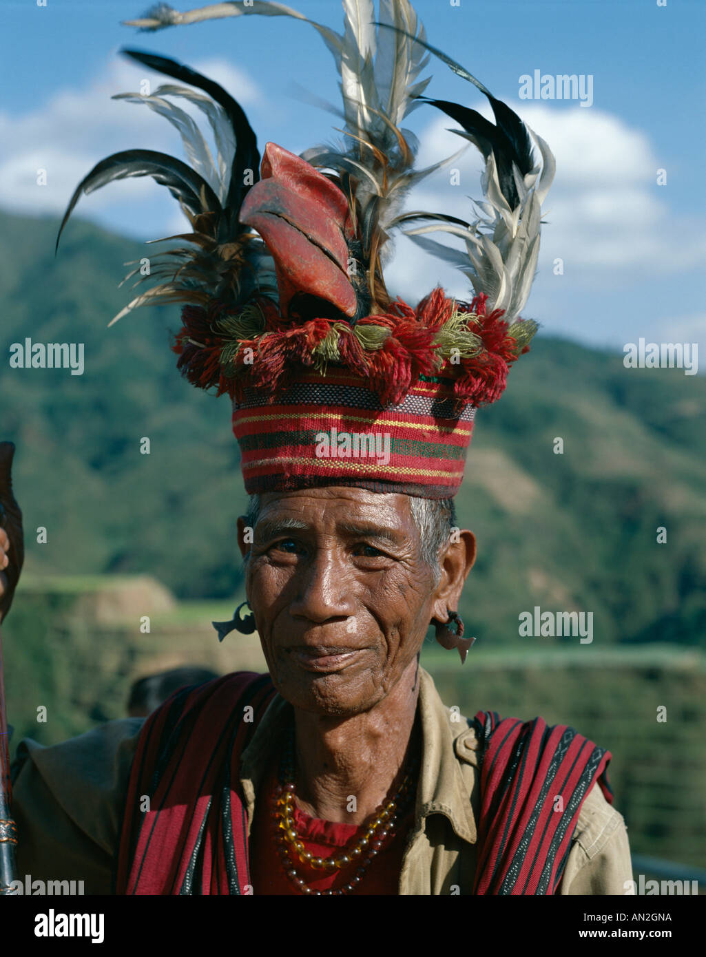 Ifugao Tribeman in Native Dress, Banaue, Quezon, Philippines Stock ...