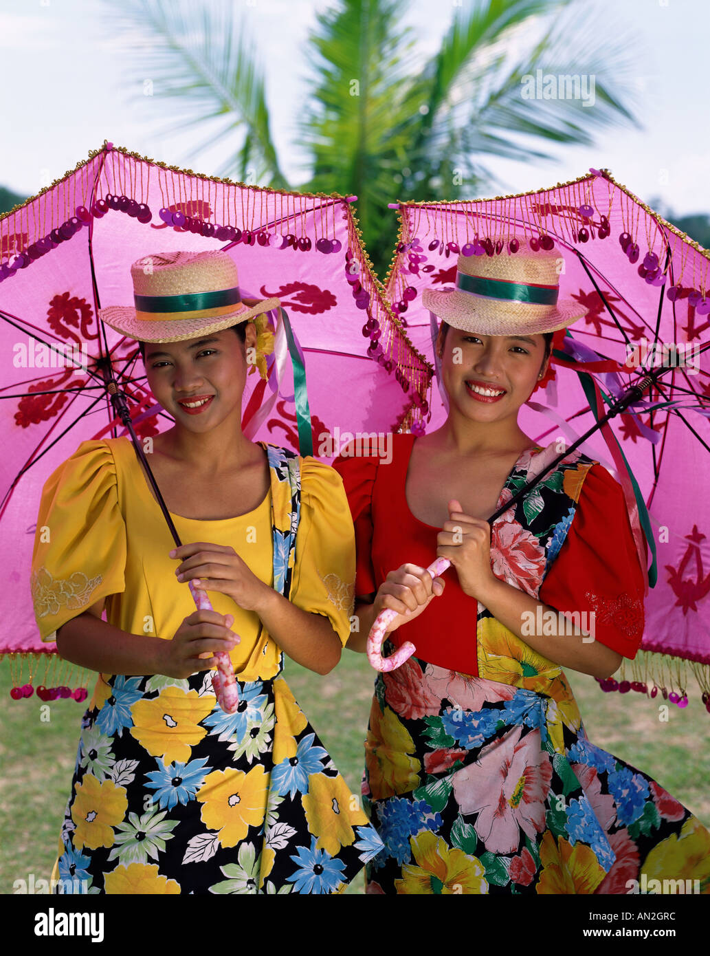 Women Dressed in Traditional Costume, Manilla, Philippines Stock Photo ...