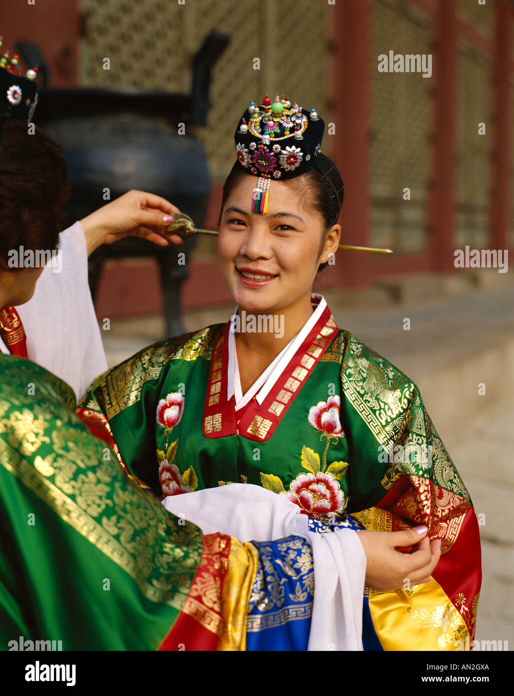 Women Dressed in Traditional Folk Costume, Seoul, South Korea Stock ...
