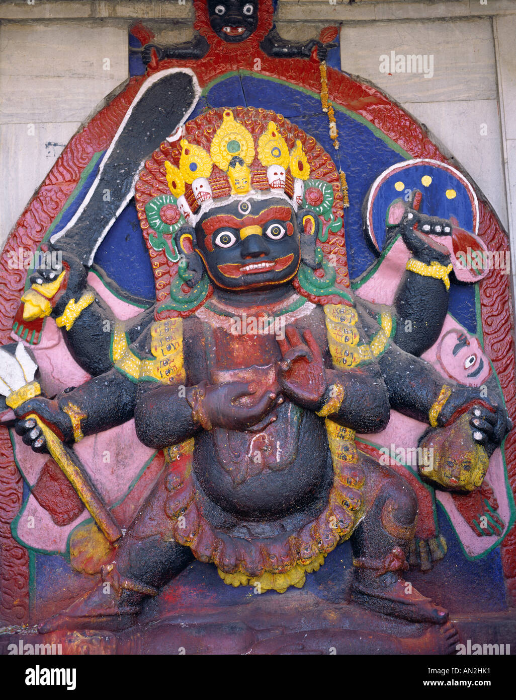 Statue of Kal Bhairava (God of Destruction), Kathmandu, Nepal Stock ...