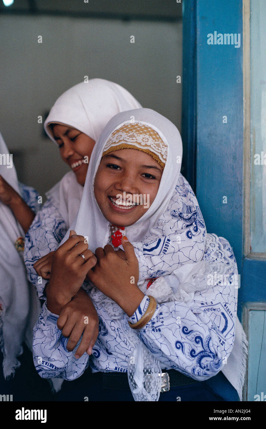 Children / Young Muslim School Girls, Java, Indonesia Stock Photo - Alamy