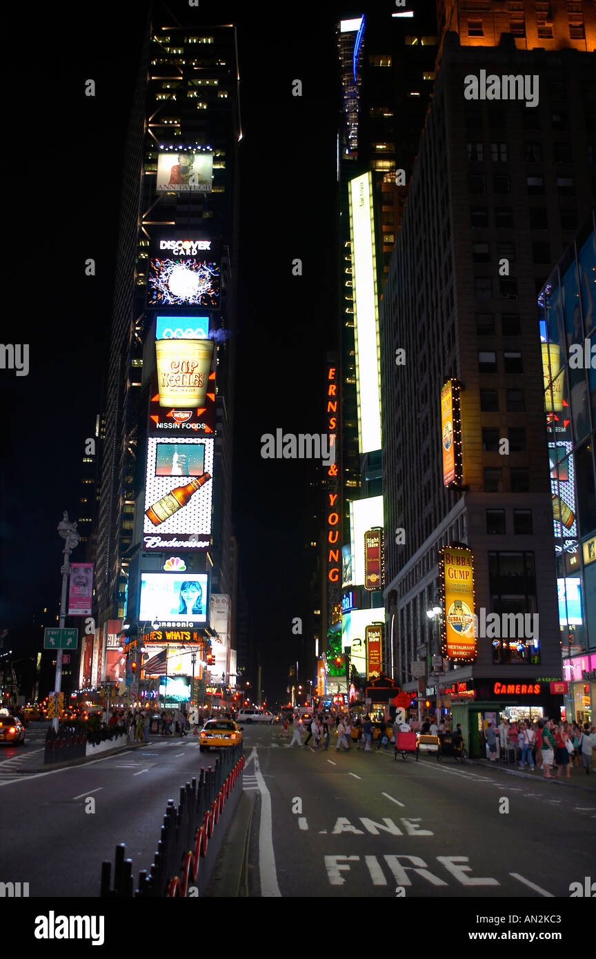 Times Square at night NYC USA Stock Photo - Alamy