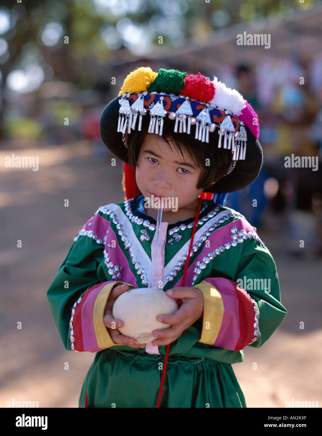 Hill Tribe People / Child / Young Girl Dressed in Ethnic Costume ...