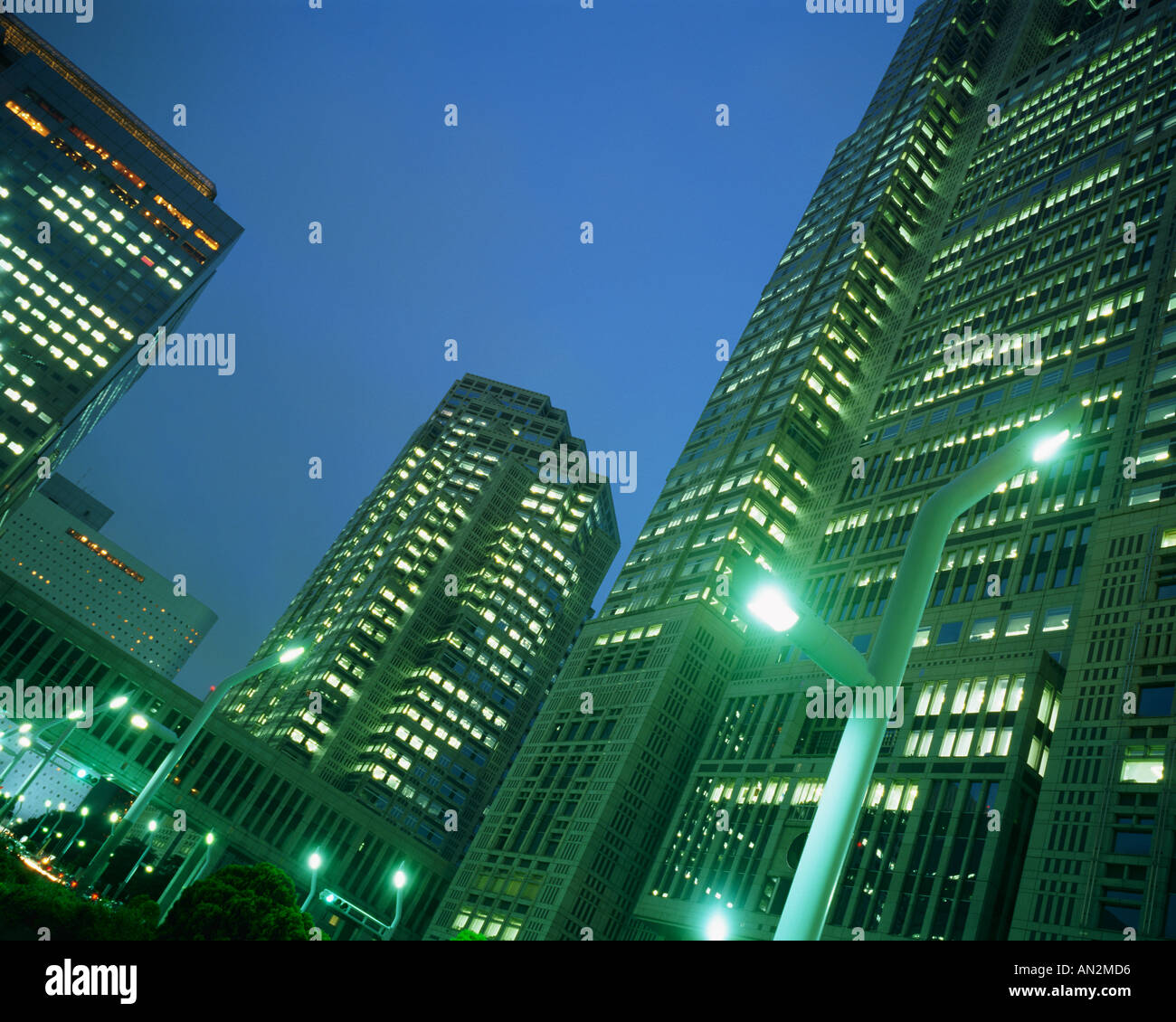 Illuminated high buildings in Shinjuku Tokyo Japan Stock Photo - Alamy