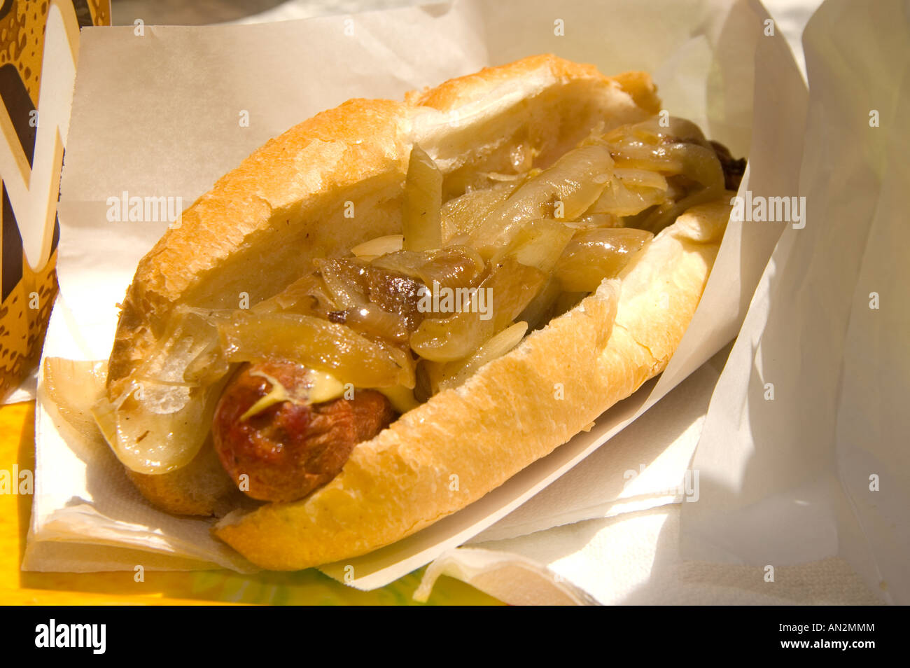 hot dog onions mustard Stock Photo - Alamy