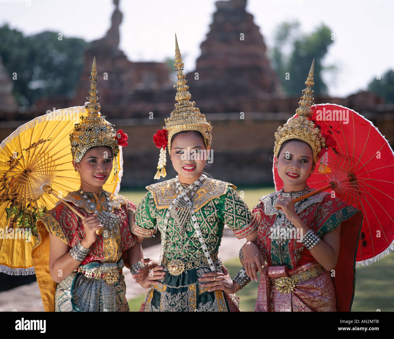 Girls Dressed in Traditional Dancing Costume, Bangkok, Thailand Stock ...
