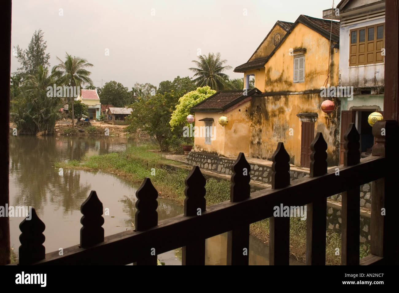 colonial building Japanese covered bridge Hoi An Vietnam Stock Photo ...