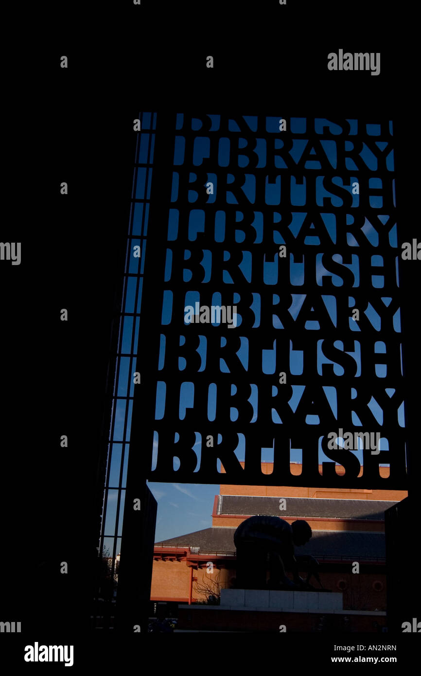 Silhouette of entrance to British Library Kings Cross London, England ...