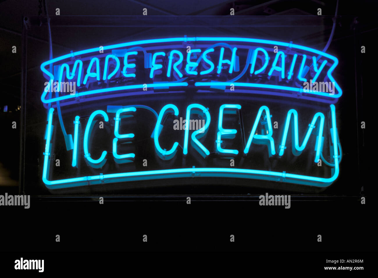 North America, USA, Oklahoma, Oklahoma City. Neon ice cream sign Stock ...