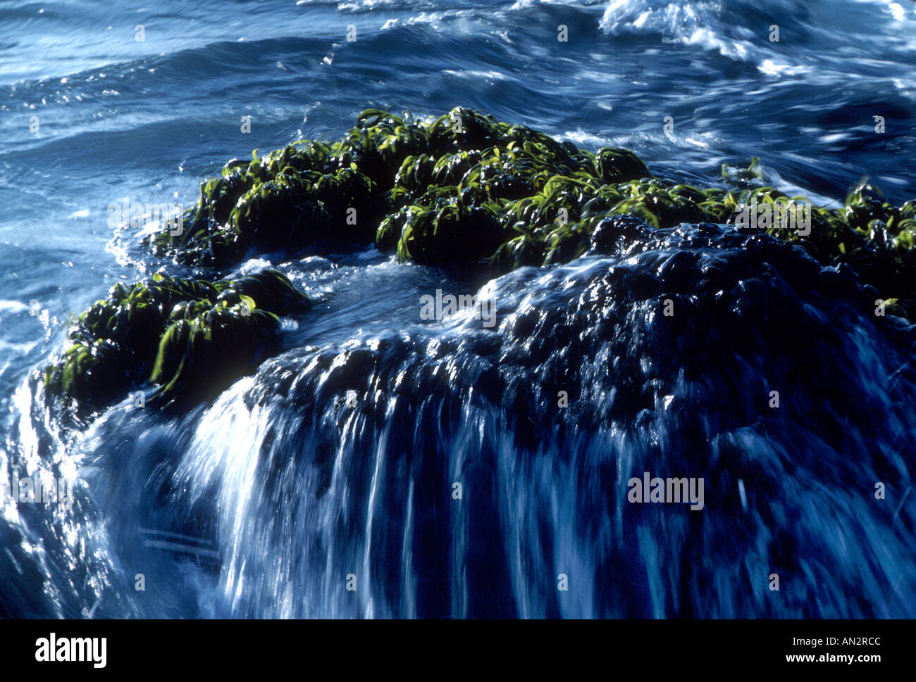 Surf washing over rock Stock Photo - Alamy