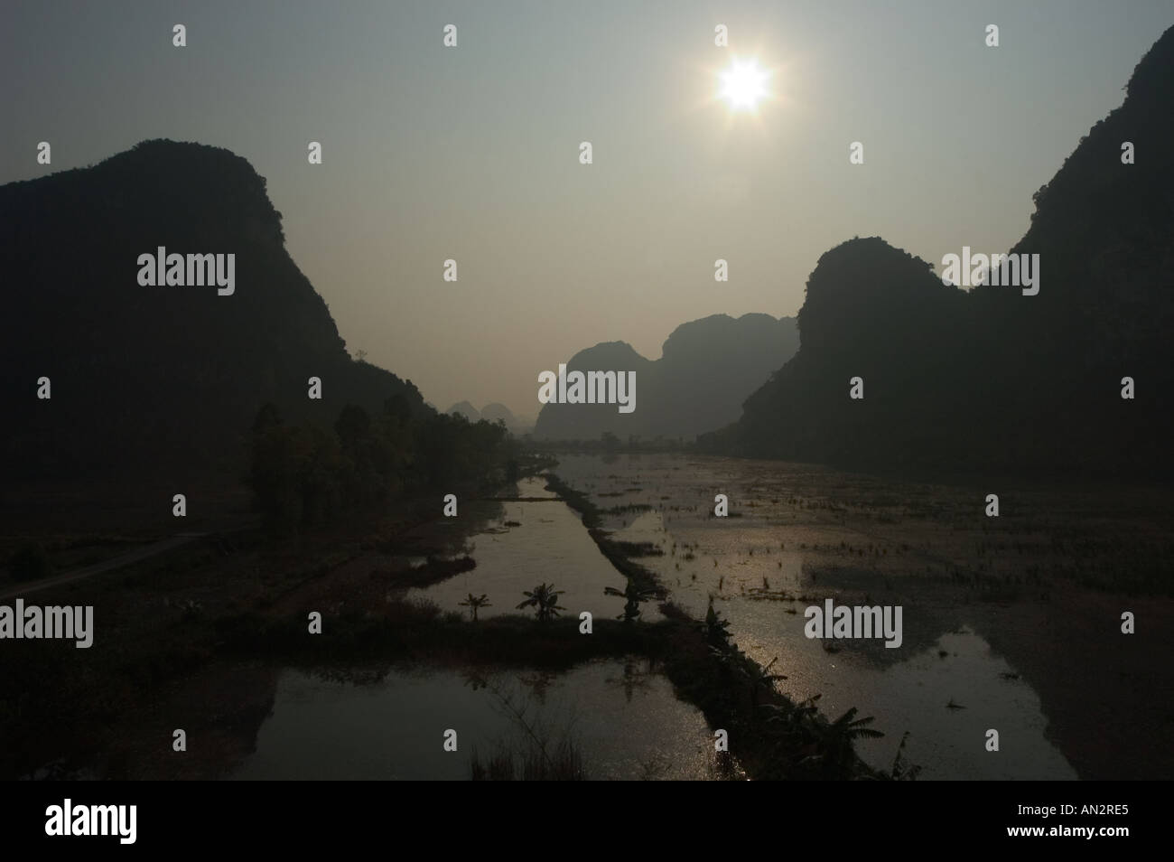 limestone mountain scenery Tam Coc Ninh Binh south of Hanoi North ...