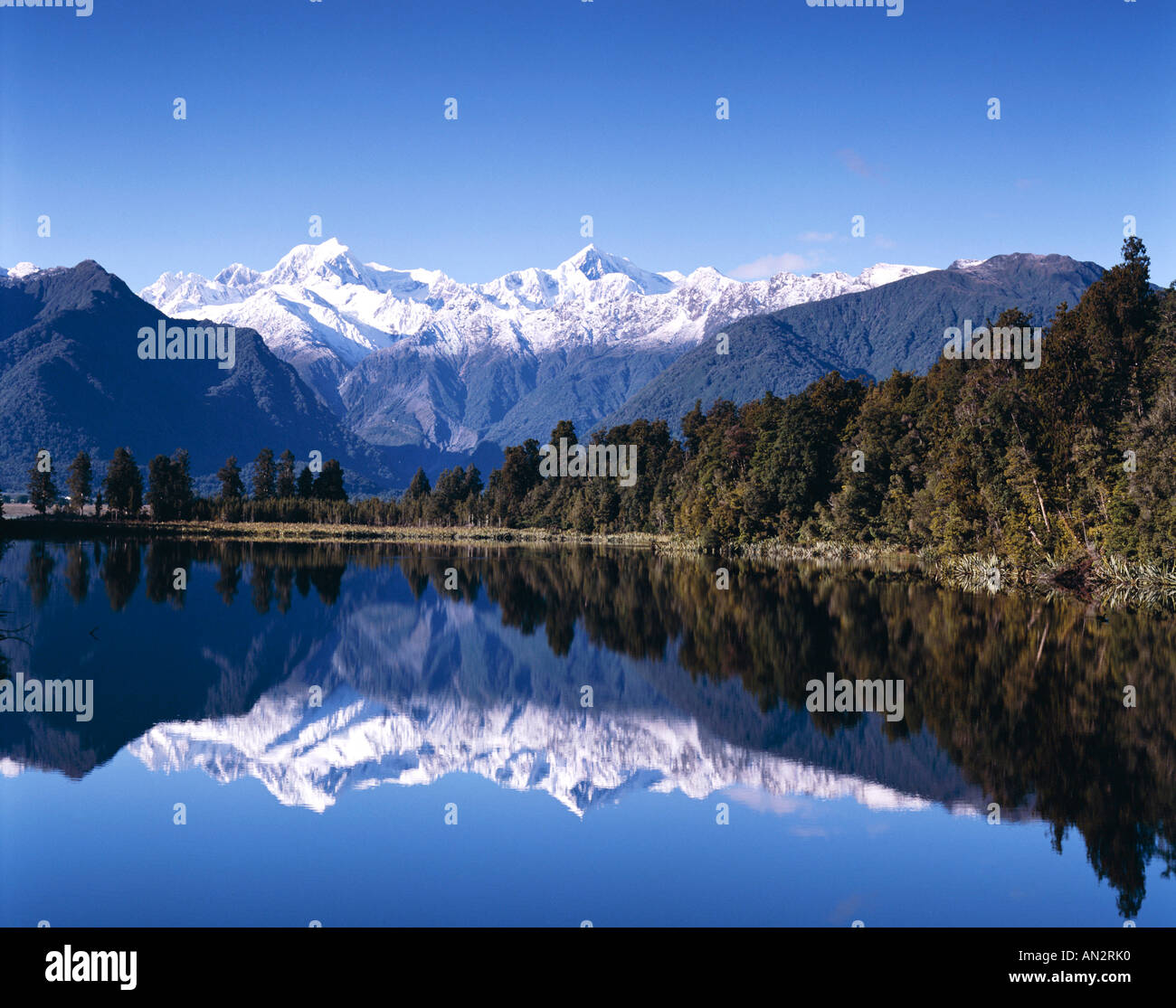 Lake Matheson & Mt.Cook, South Island, New Zealand Stock Photo - Alamy