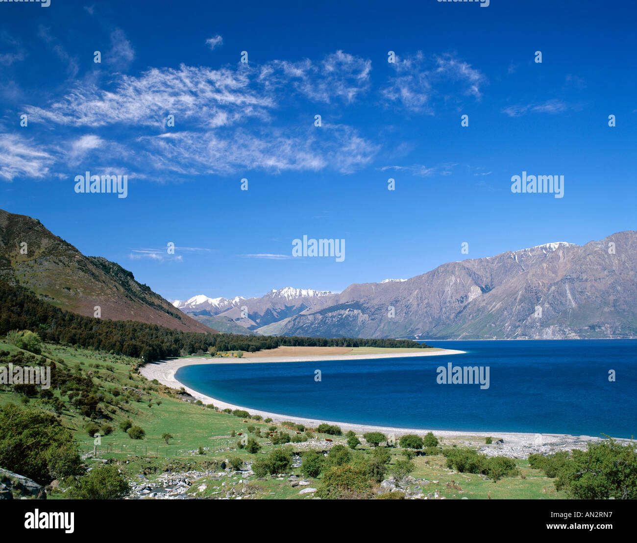 Lake Hawea & The Southern Alps Mountain Ranges, Wanaka, South Island ...