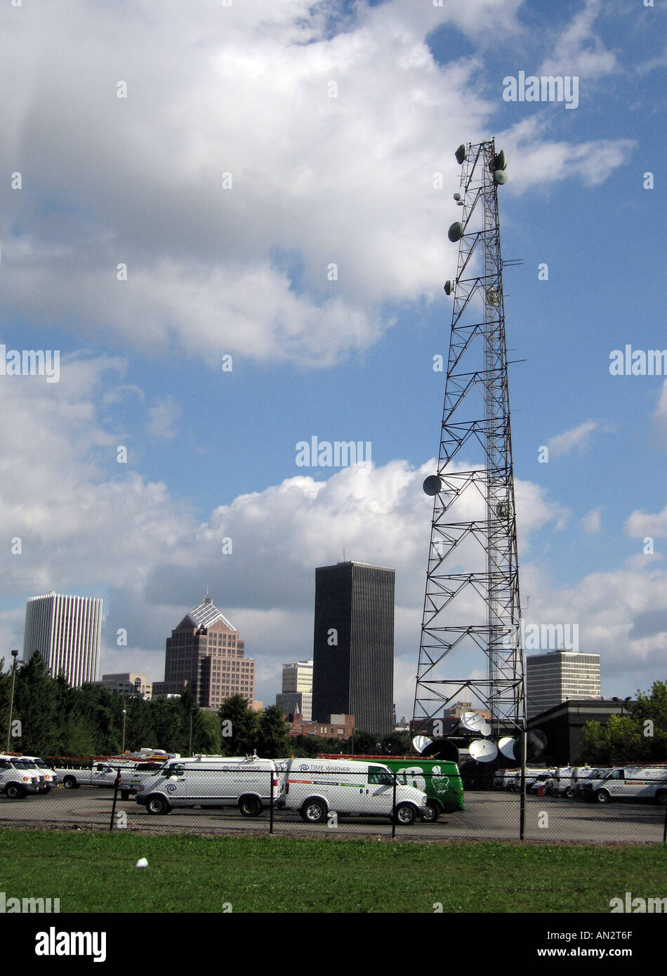Downtown Rochester NY USA with microwave tower Stock Photo - Alamy