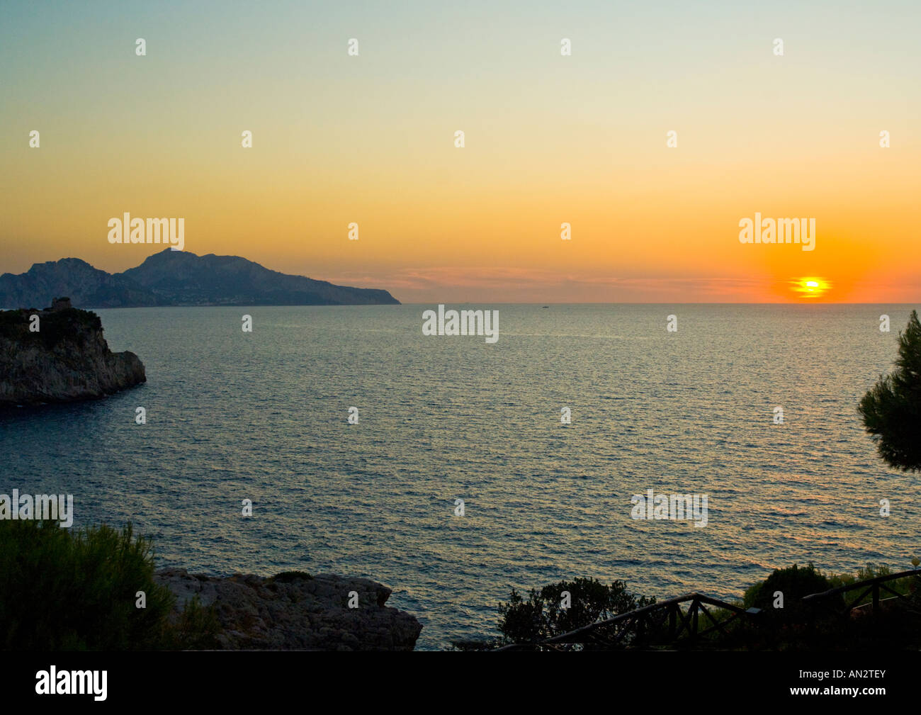 Sunset on Capri, Italy Stock Photo - Alamy