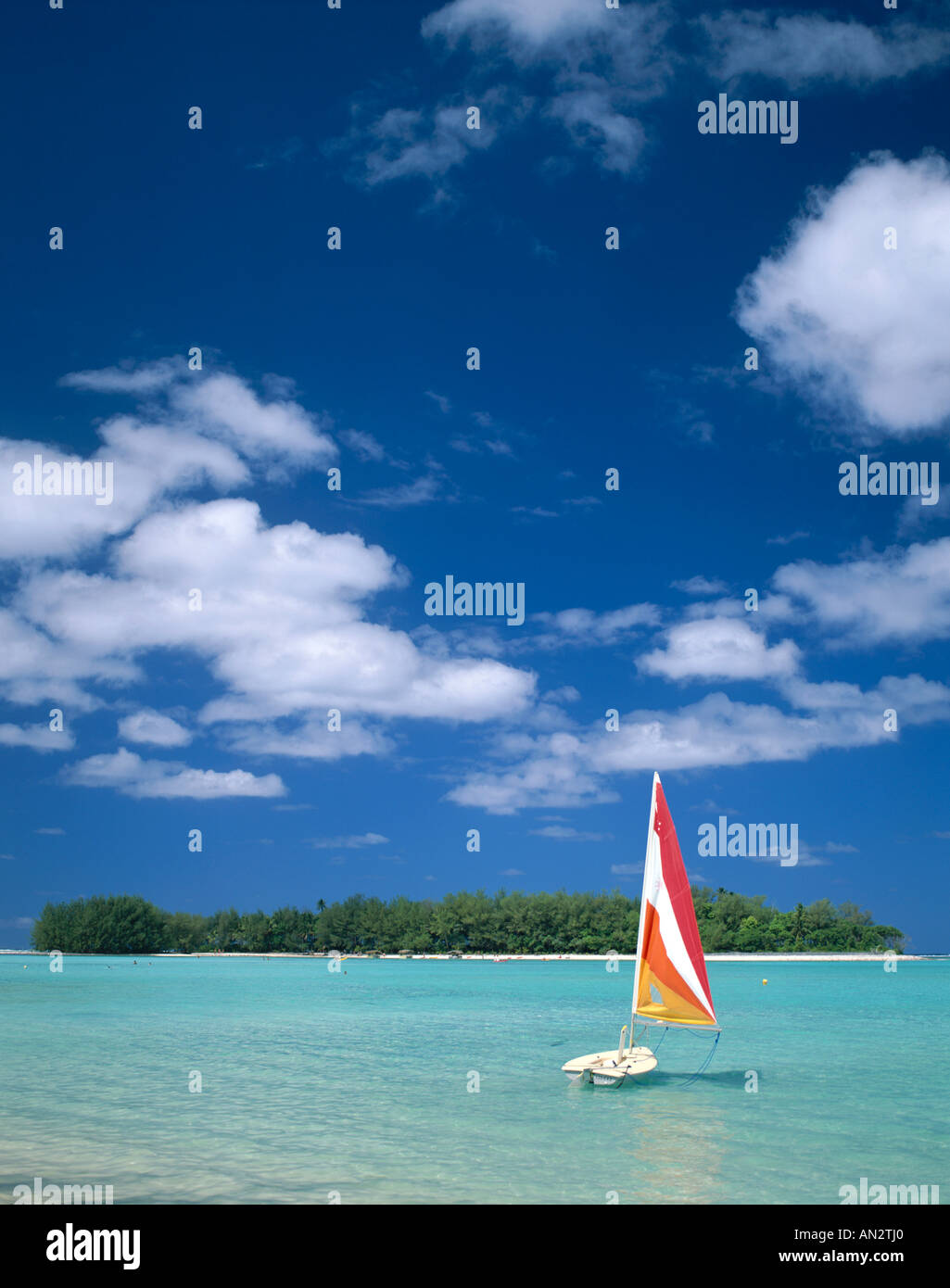 Hobi-cat on Muri Beach Lagoon, Rarotonga, Polynesia / South Pacific ...
