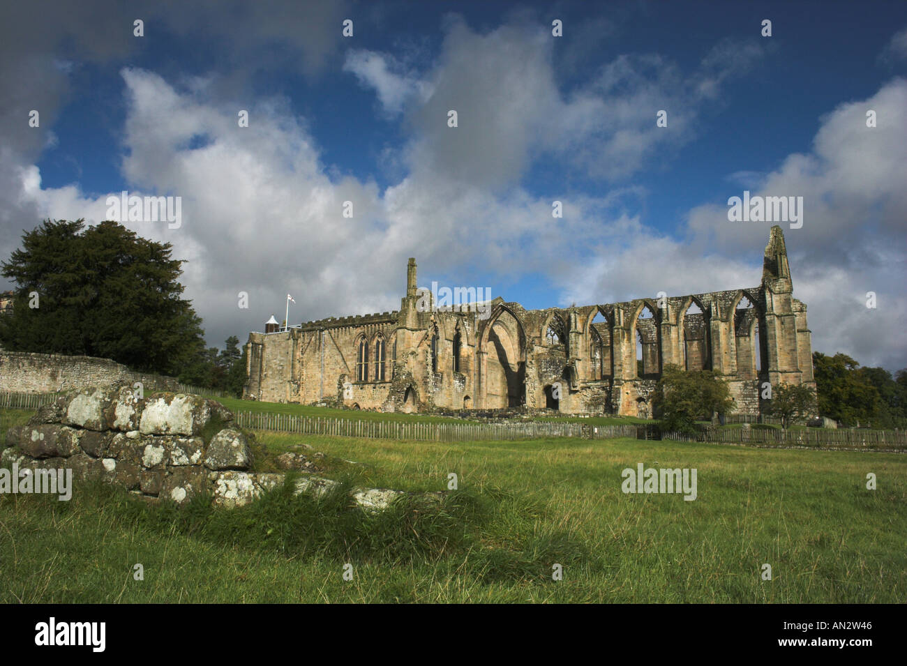 ruins of Bolton Abbey or Bolton Priory in Wharfedale in the yorkshire ...