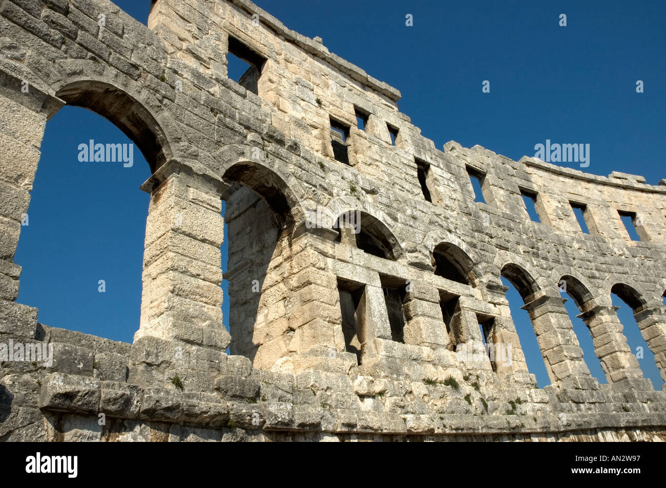 amphitheatre Pula Croatia ancient roman ruins theatre - croatia Stock ...