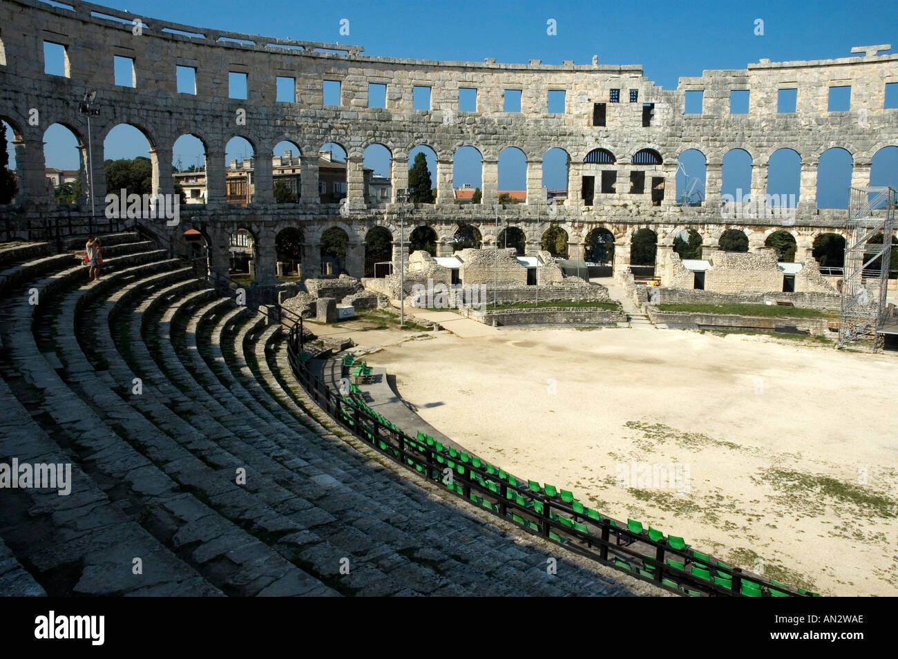 silhouette amphitheatre Pula Croatia ancient roman ruins theatre Stock ...