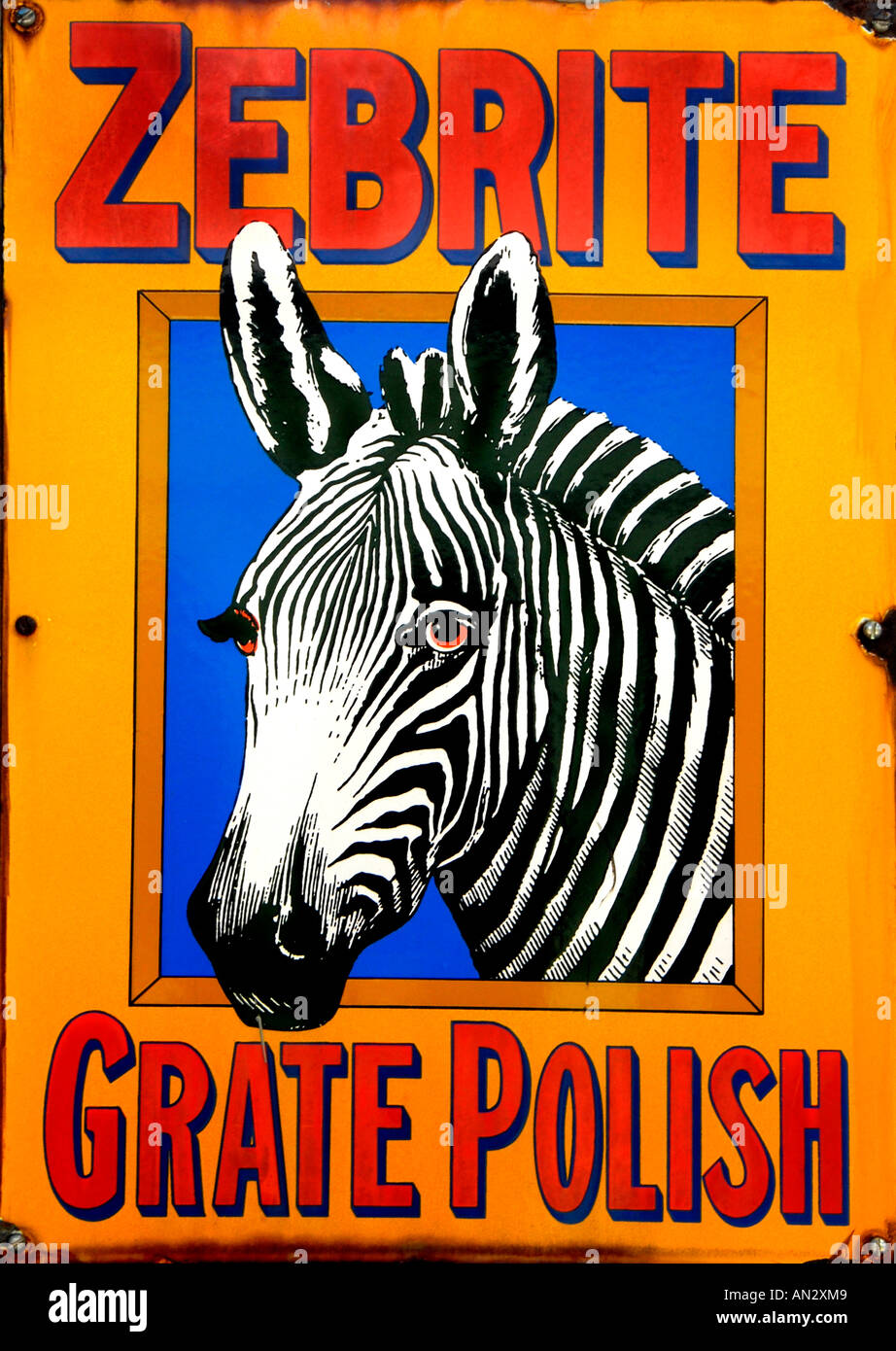 Vintage Advertisment Hoarding of Zebrite Grate Polish Stock Photo - Alamy