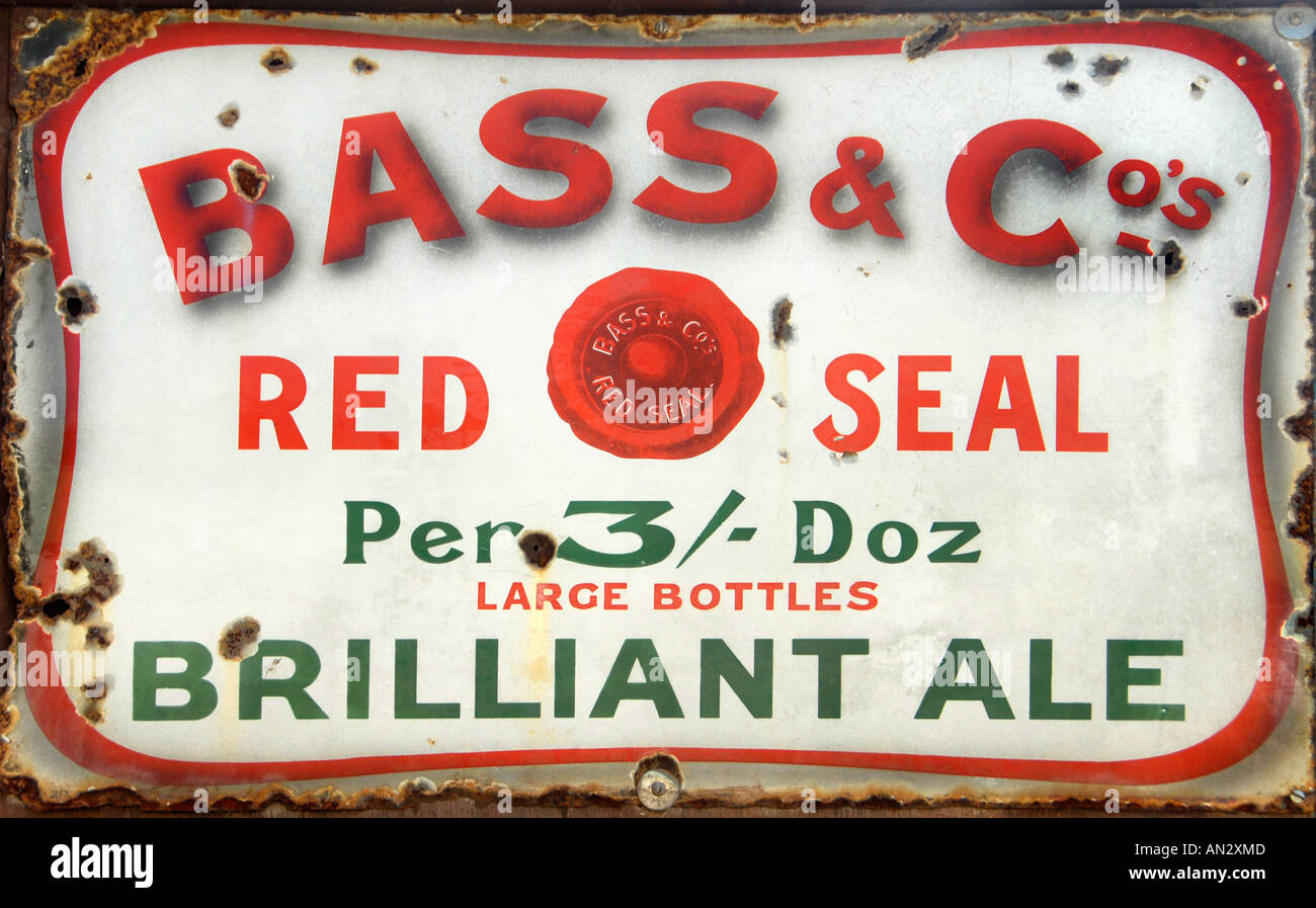 Vintage Advertisment Hoarding of Bass & Co Red Seal Ale Stock Photo - Alamy