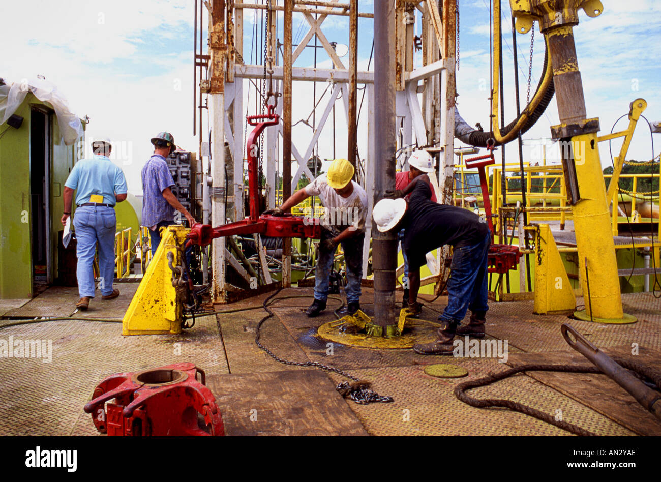 Drilling Platform and Workers Stock Photo - Alamy