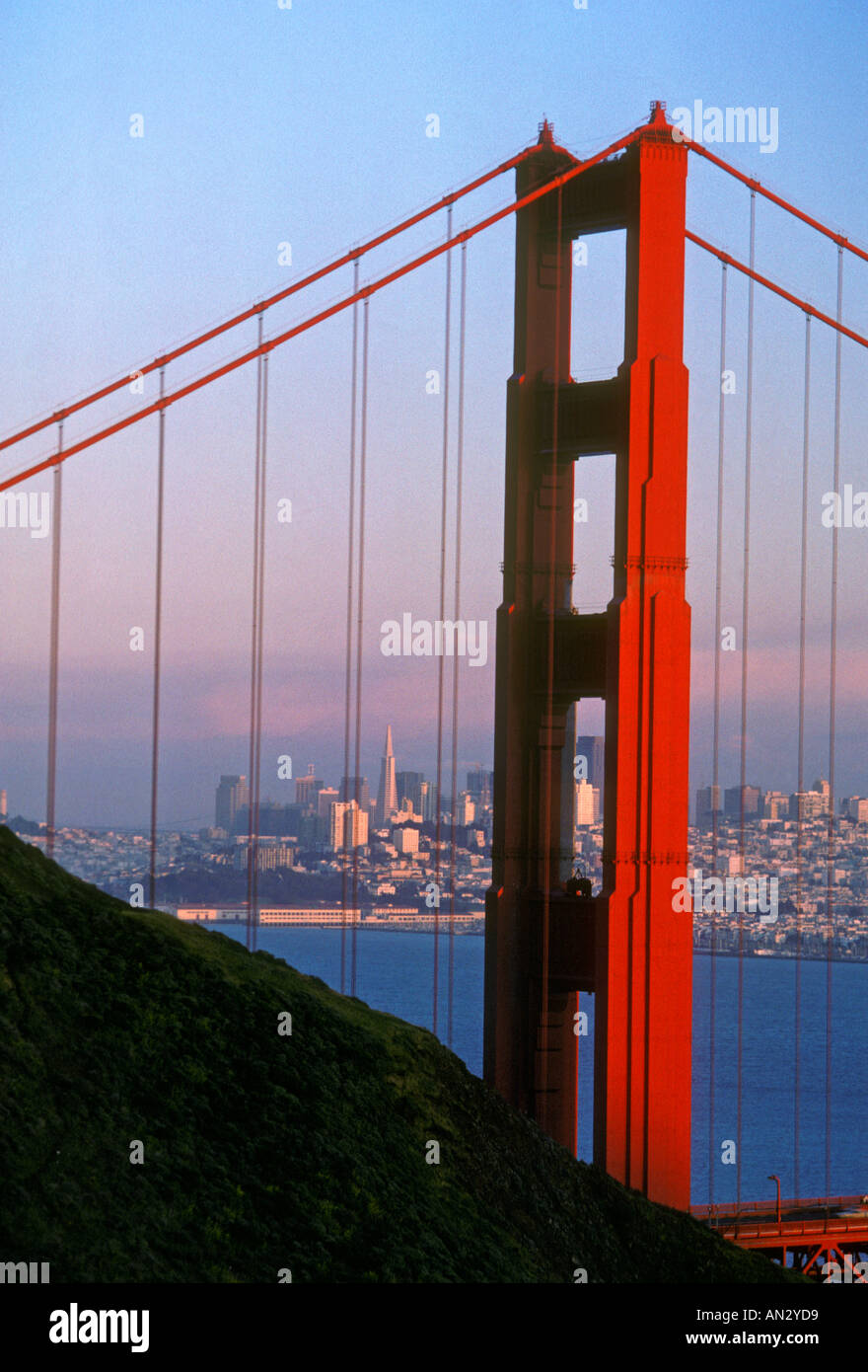 Golden Gate Bridge and San Francisco Bay viewed from the Marin ...