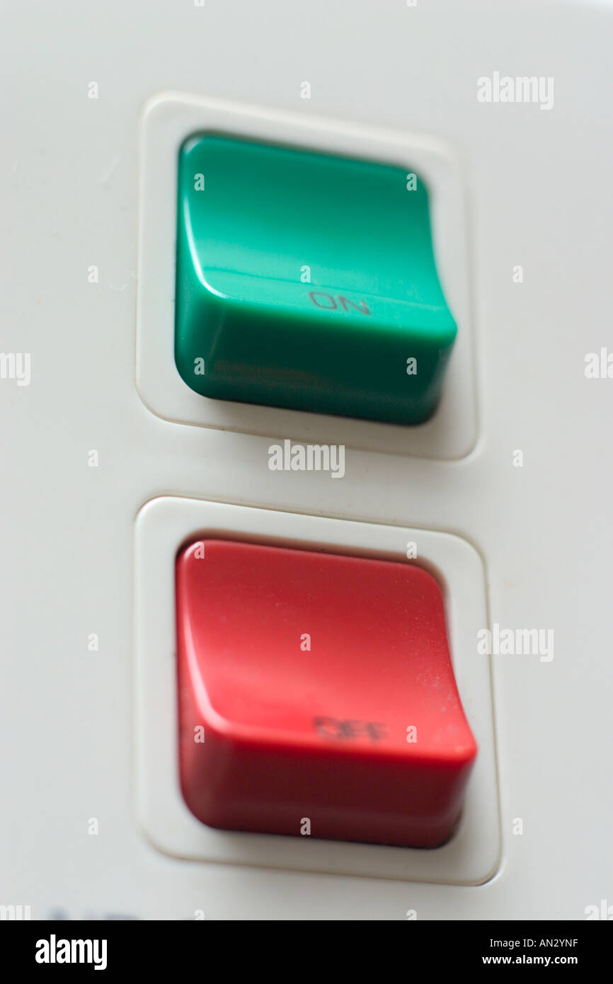 green and red colour on off switch Stock Photo - Alamy