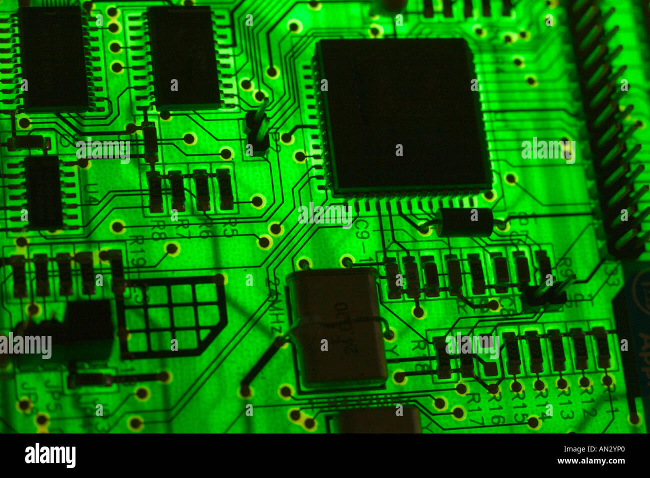 electronic circuit board with ICs and smt devices Stock Photo - Alamy