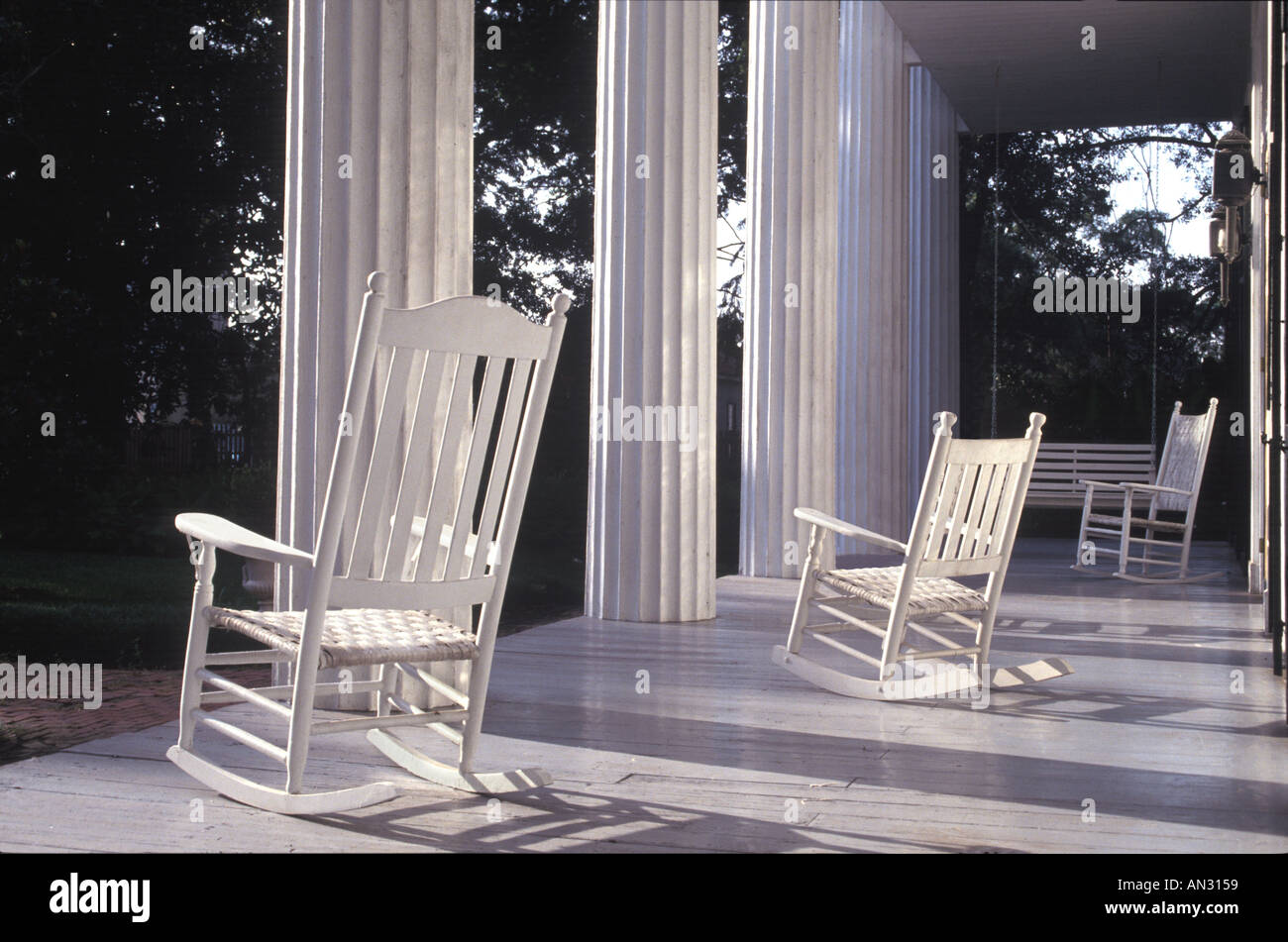 Terrace with rocking chairs hi-res stock photography and images - Alamy