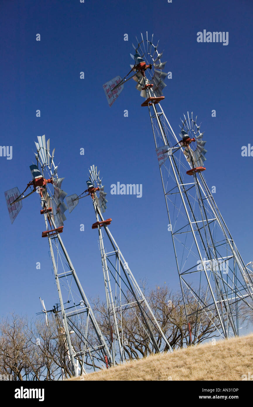 USA, TEXAS, Lubbock: American Wind Power Center Historic Windmills ...