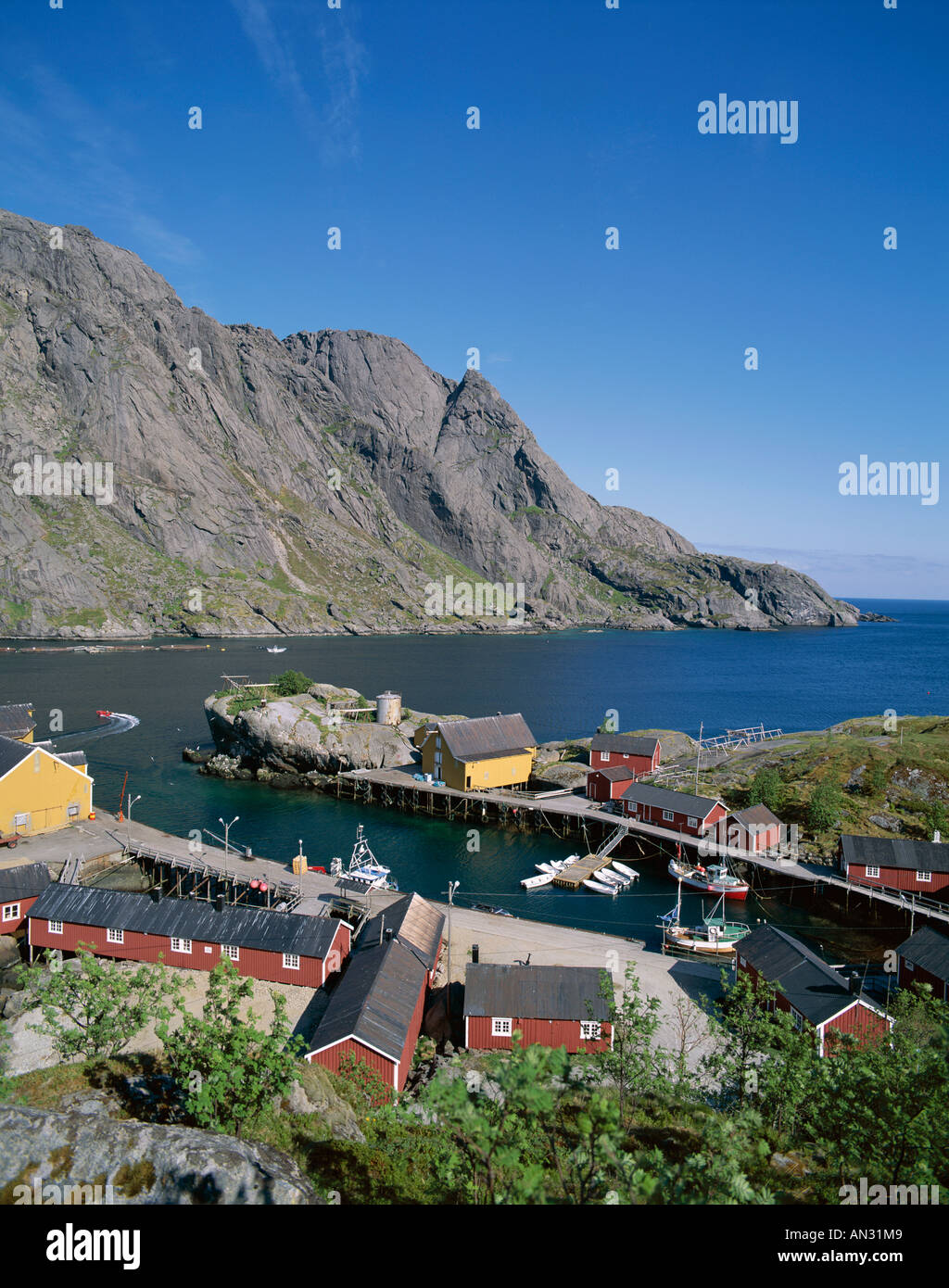 Town View with Fisherman's Cabins (Rorbus), Nusfjord, Lofoten Islands ...