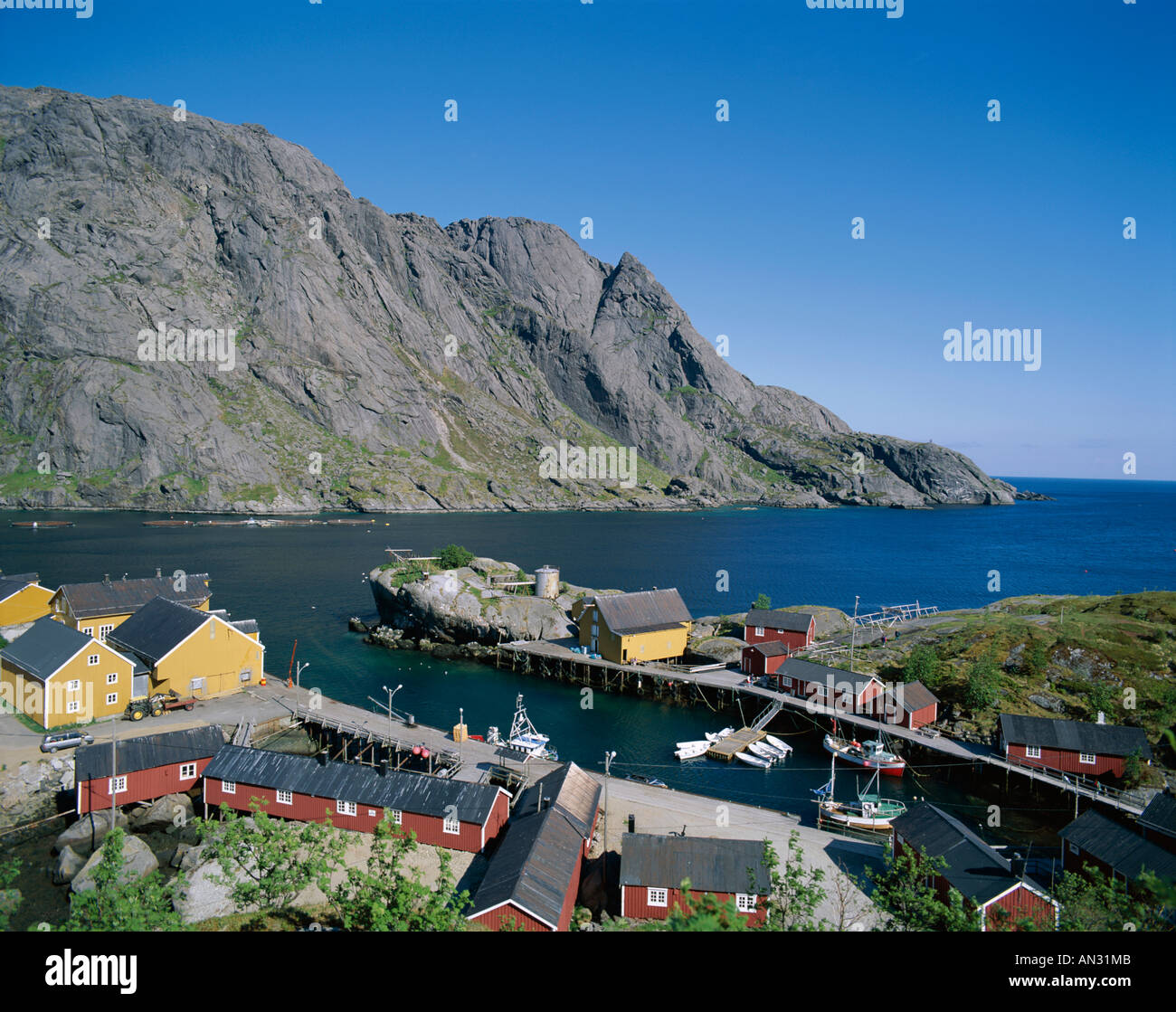 Town View with Fisherman's Cabins (Rorbus), Nusfjord, Lofoten Islands ...