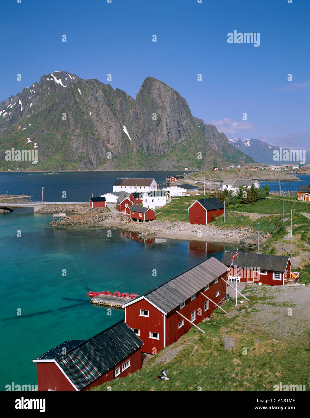 Town View with Fisherman's Cabins (Rorbus), Sakrisoy, Lofoten Islands ...
