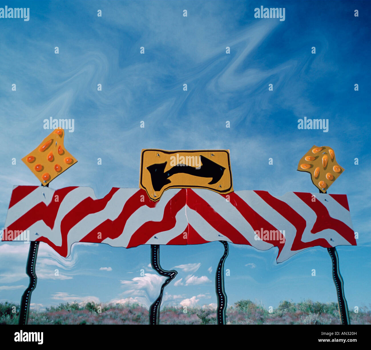 Utah, Digital distortion road sign at end of road Stock Photo - Alamy