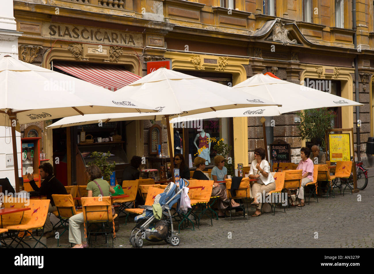Pavement cafe on the Stari Trg Ljubljana Slovenia Europe Stock Photo ...